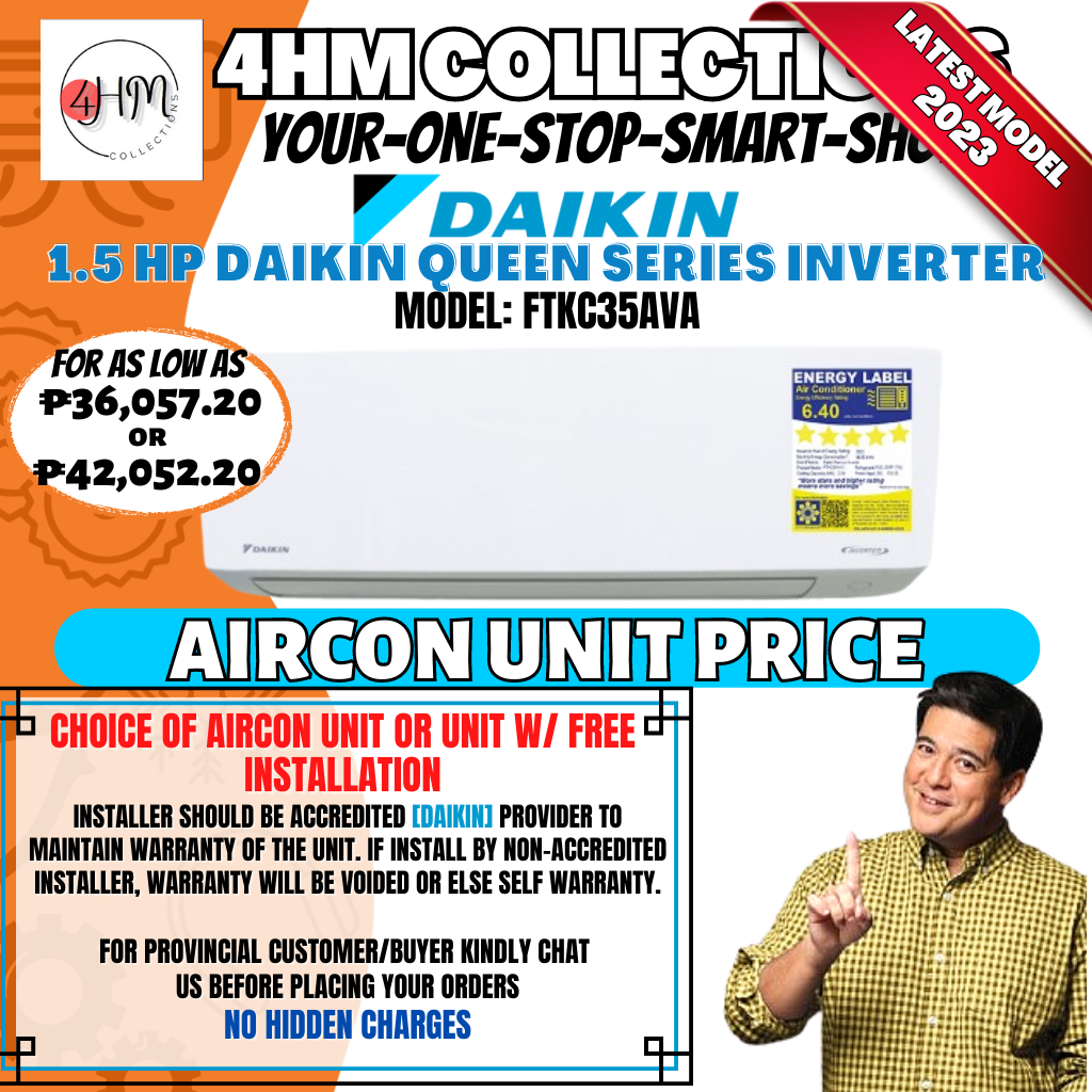 4HMC DAIKIN 1.5 HP R32 D-SMART QUEEN SERIES SPLIT TYPE INVERTER AIRCON ...