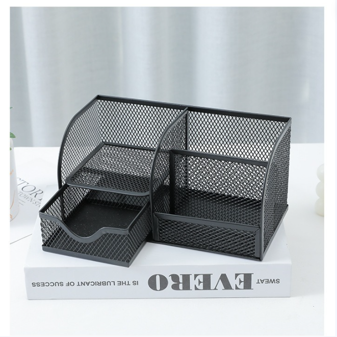 4compartment Multifunctional Office Metal Mesh Desk Organizer Set with ...