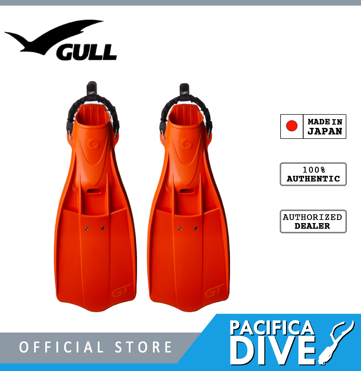 GULL, GT Open Heel Fin With Spring Strap, Orange | Lazada PH