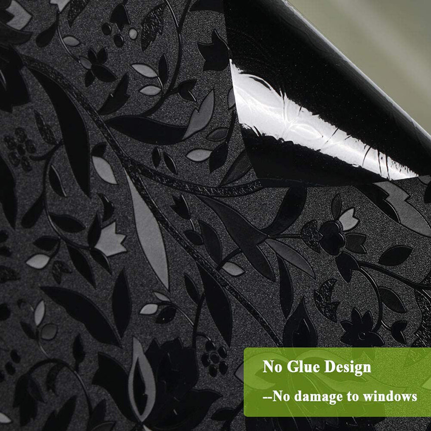 Fully Blackout Window Film Glass Door Film Etched Tulips Room Shading ...