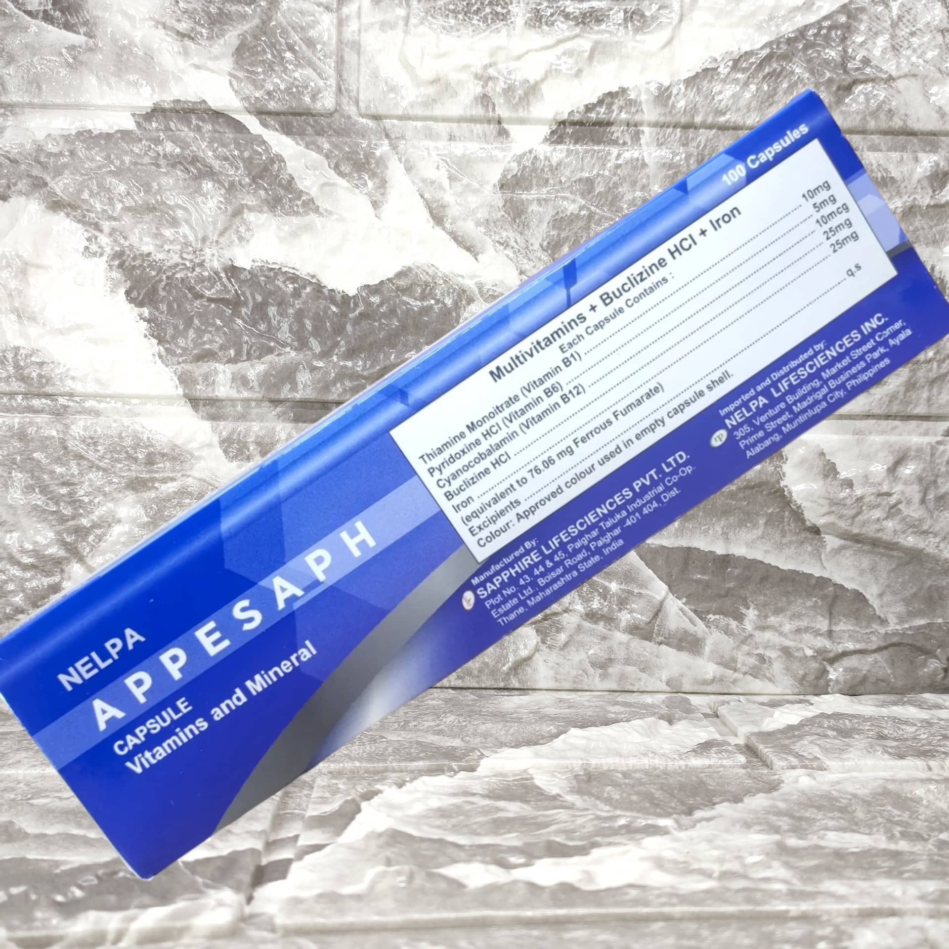 APPESAPH (Multivitamins + Buclizine HCI + iron) 100 Capsules | Lazada PH