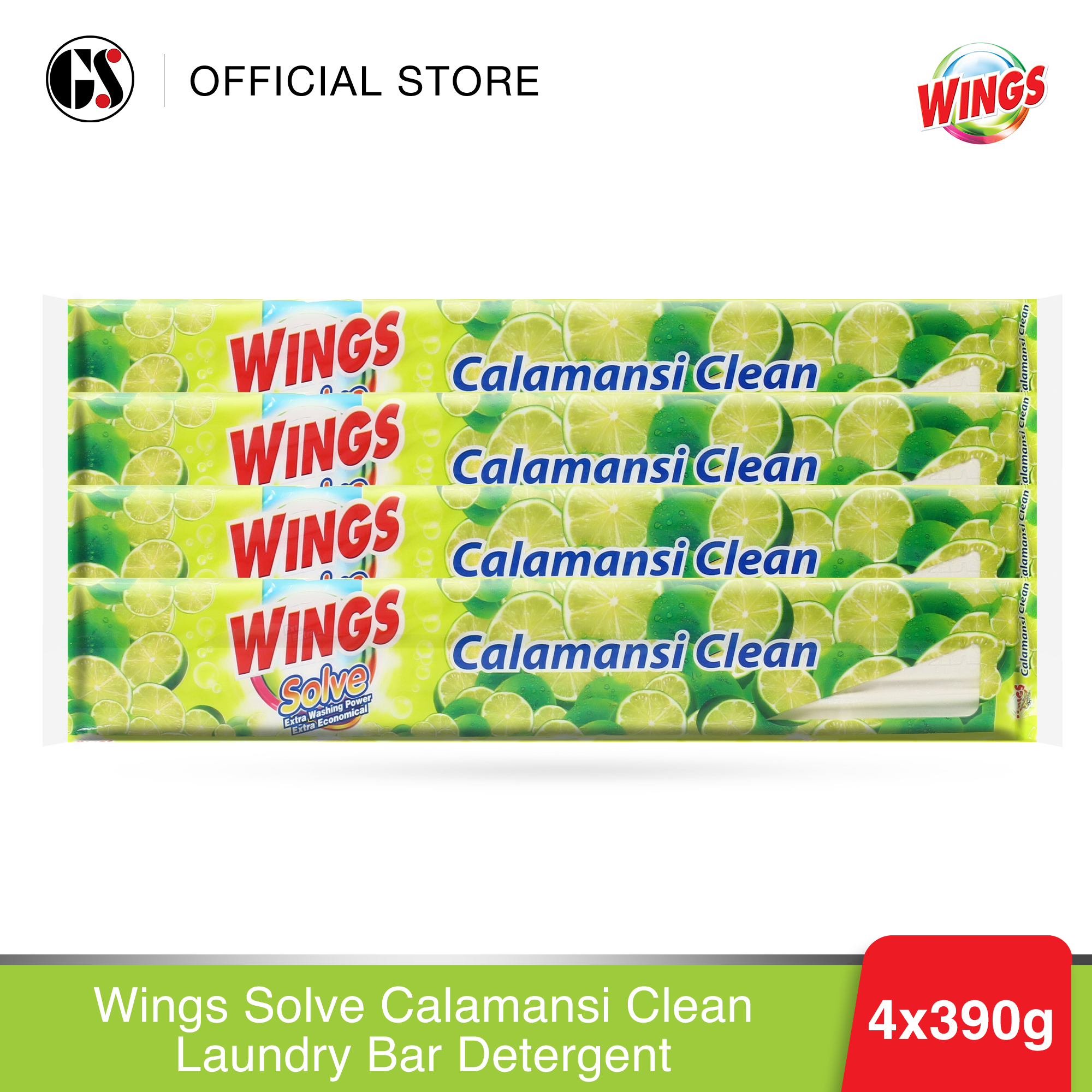 Wings Solve Calamansi Clean Laundry Bar Detergent 390g Set of 4 | Lazada PH