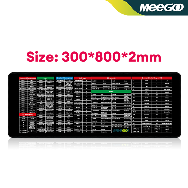 MeeGoo Large Mouse Pad With Office Software Shortcut Key Pad Computer ...