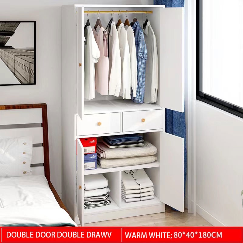 MYHOME White Wooden Wardrobe Cabinet Wardrobe Clothes Storage Wardrobe ...