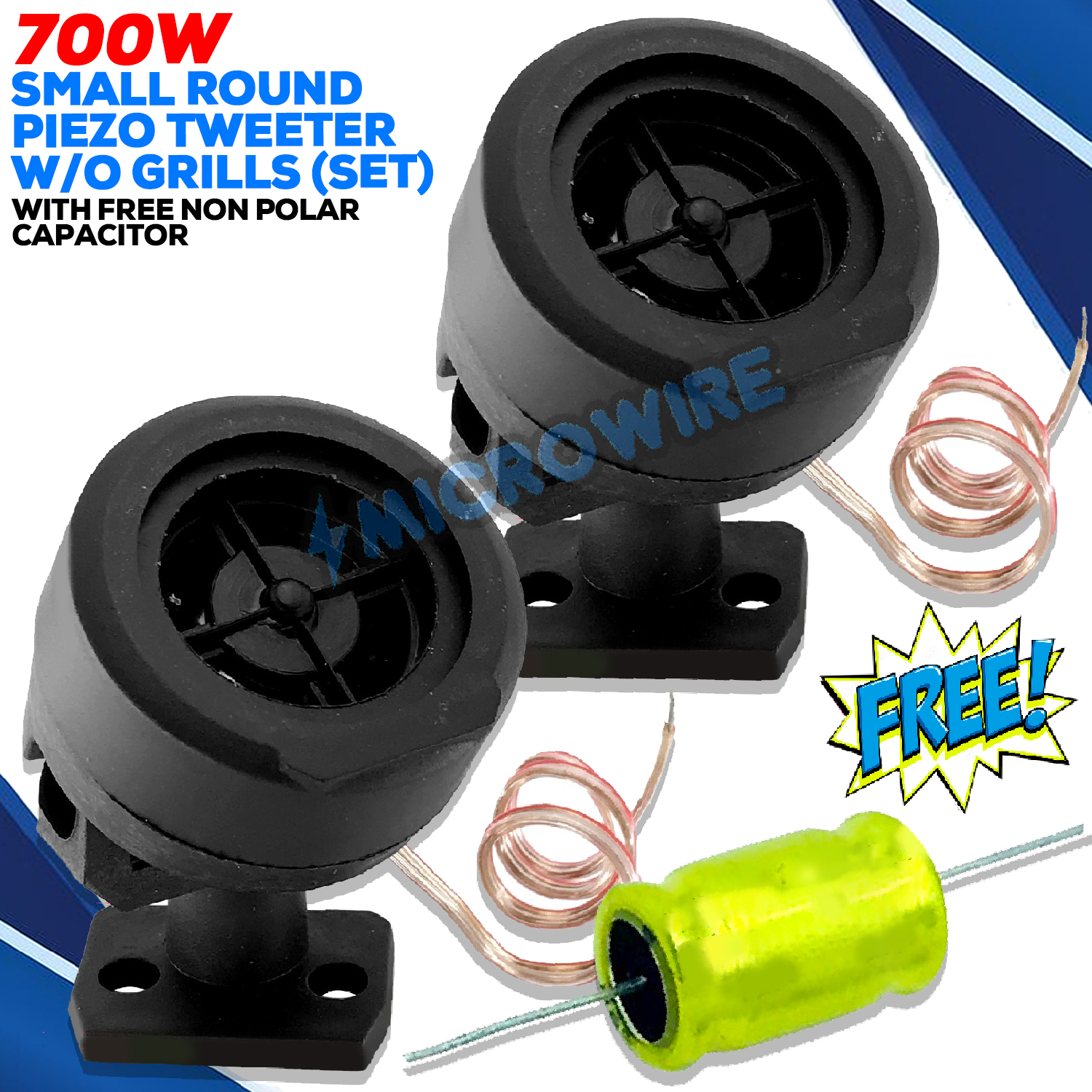700W Small Piezo Tweeter Round Shaped With Stand (PAIR) With FREE Non ...