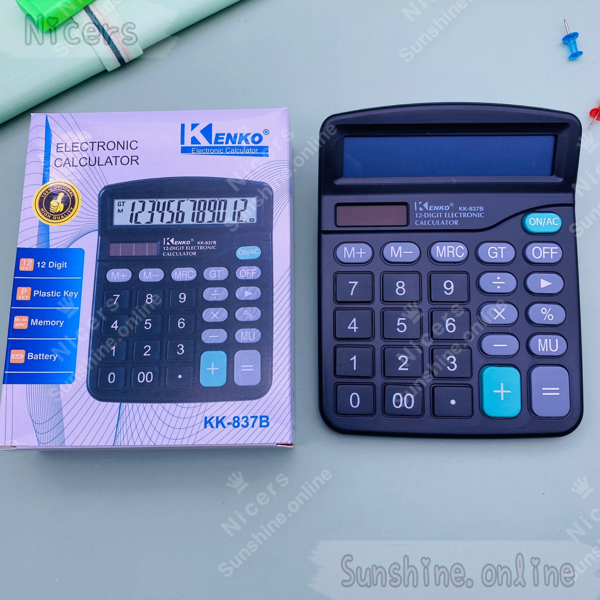 12 Digits Black Electronic Calculator KENKO KK-837B | Lazada PH