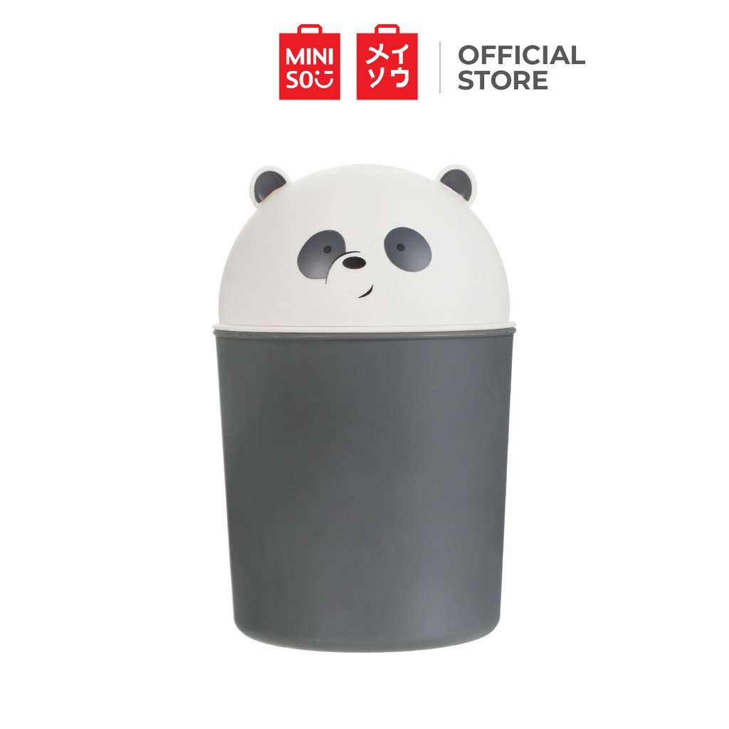 Miniso We Bare Bears Waste Bin Trash Can Rolling Cover Mini Storage ...