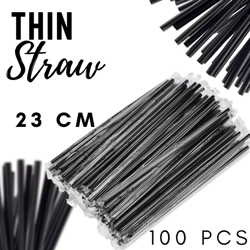 Thin Straw 23cm Individually Wrapped 100pcs for Milktea, Milk Tea ...