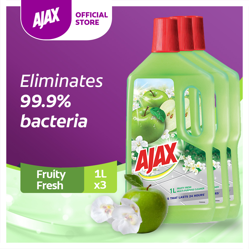 Ajax Fruity Fresh Antibacterial Multipurpose Cleaner 1L Value Pack of 3 ...