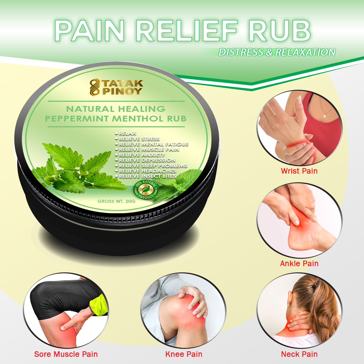 TATAK PINOY Natural Healing Peppermint Menthol Rub - Targeted Pain ...