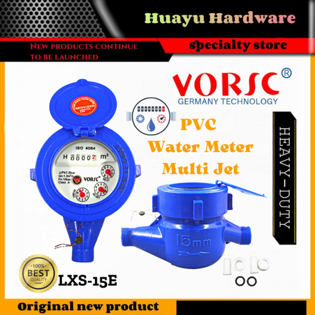 (WET TYPE) VORSC Heavy Duty Water Meter PVC Anti Magnetic 1/2 Household Water Submeter Digital ...
