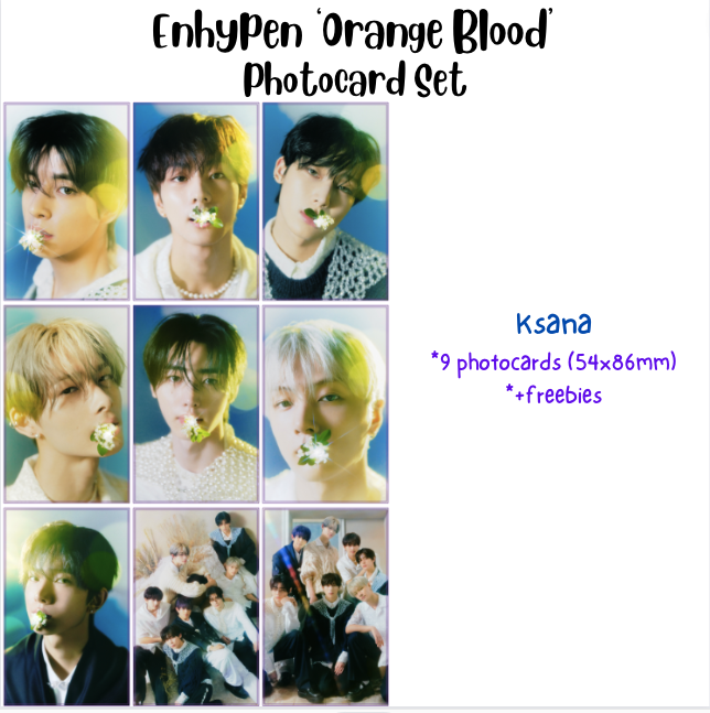 Enhypen Photocard Set Orange Blood Album Fanmade 9 pcs Ksana Kalpa ...