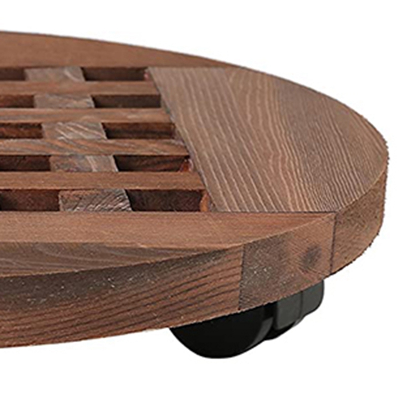 25cm Wood Flower Pot Removable Tray Plant Holder Stand Base with Wheels ...