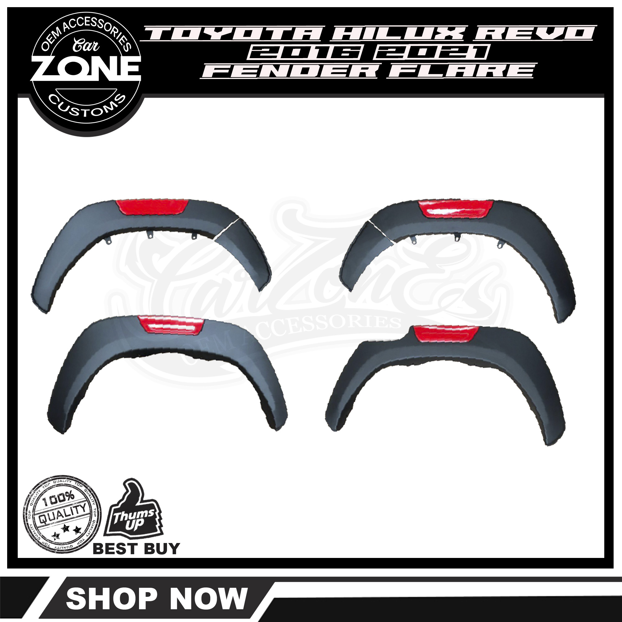 Toyota Hilux Revo 2016-2022 OEM Fender Flare Black with Red Deflector ...