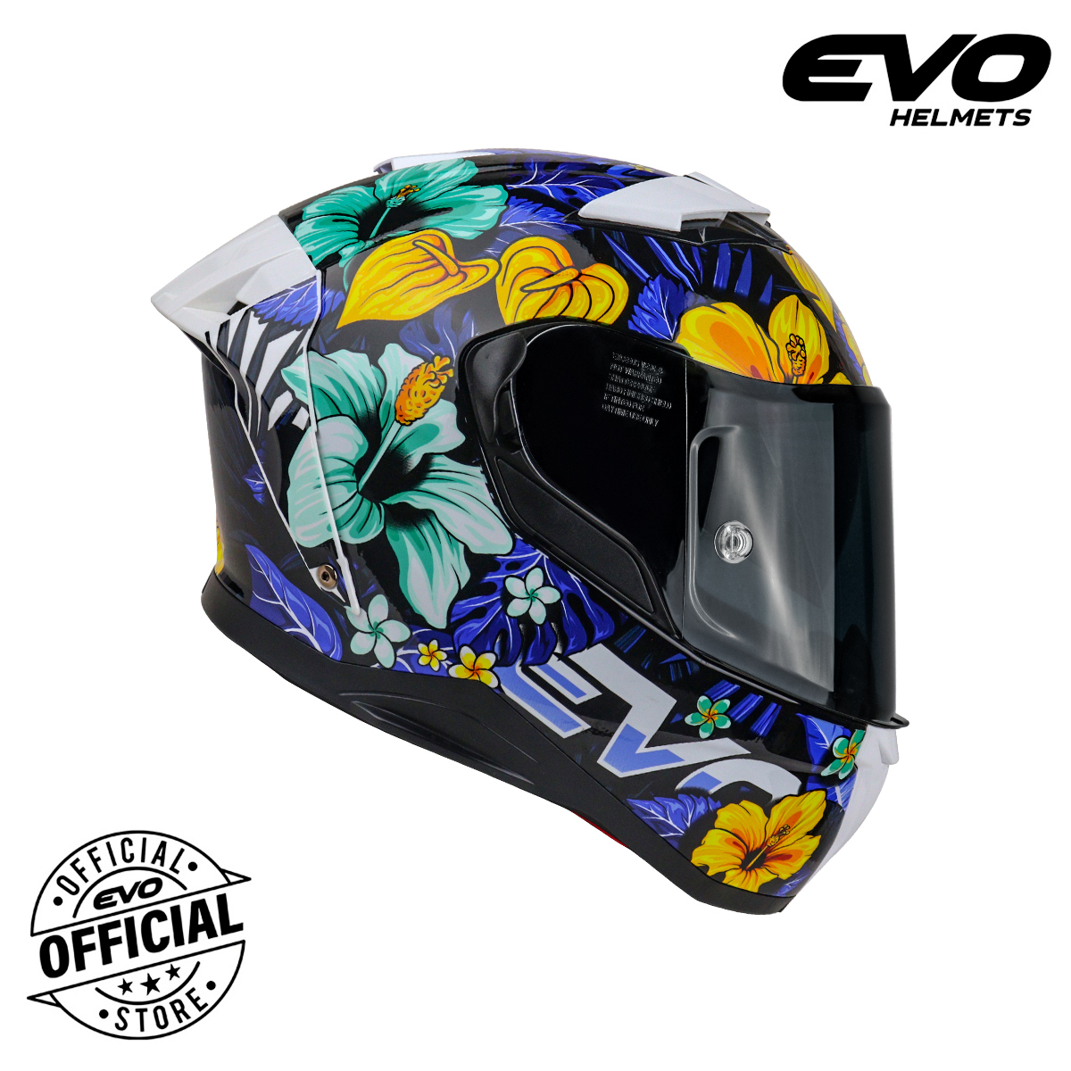 EVO XT-300 Flora Full Face Dual Visor Helmet With Free Clear Lens ...