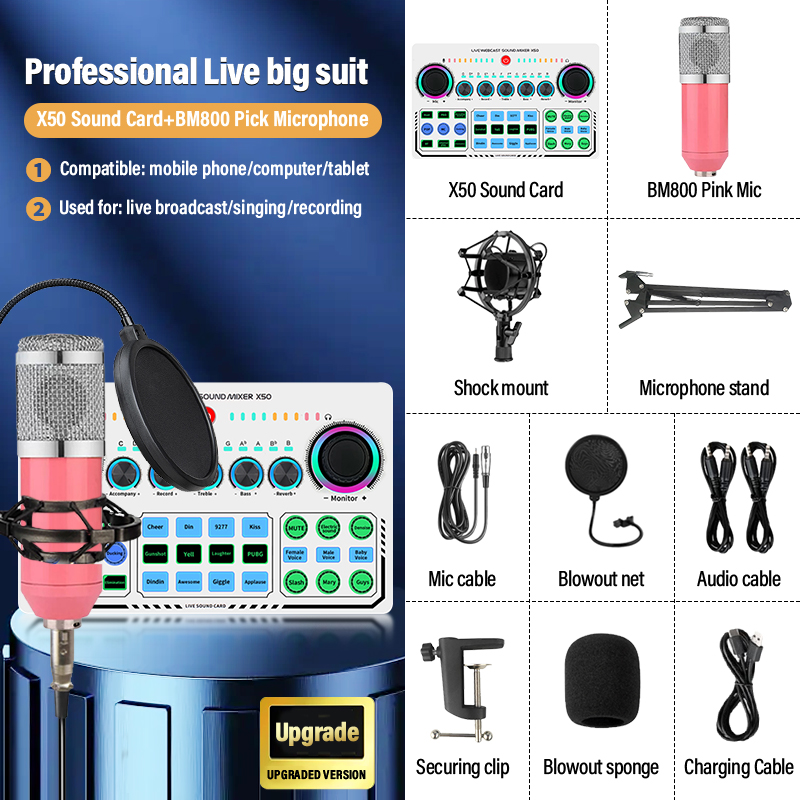 Professional X50 Sound Card With 6 Modes RGB Bluetooth External DJ ...