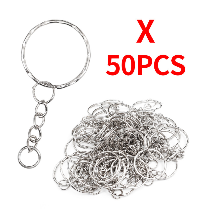 50Pcs Keyring Keychain/Split Ring with Short Chain/DIY Jewelry Making ...