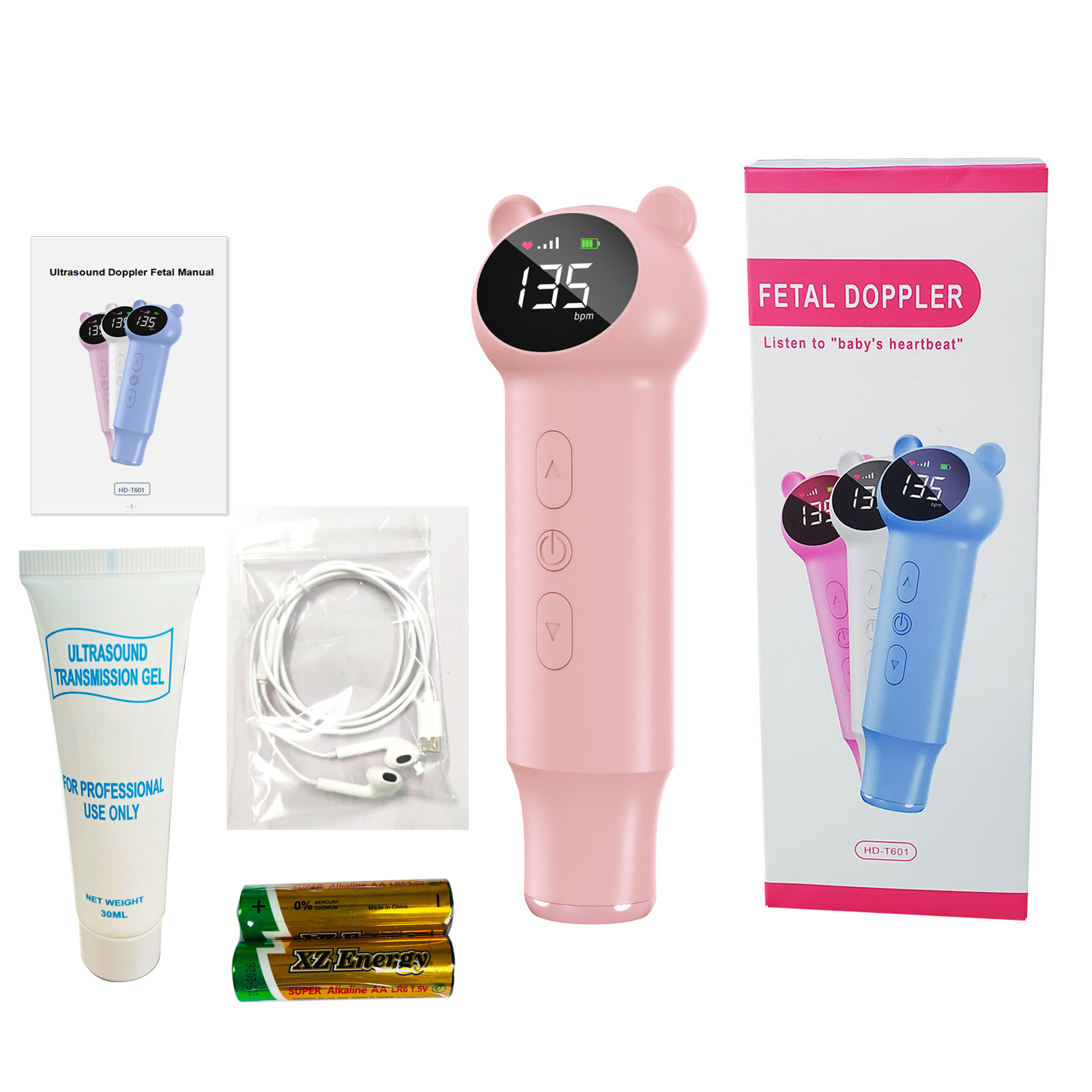 Fanvin Doppler Fetal Heart Monitor Set Battery Type All-In-One Portable ...