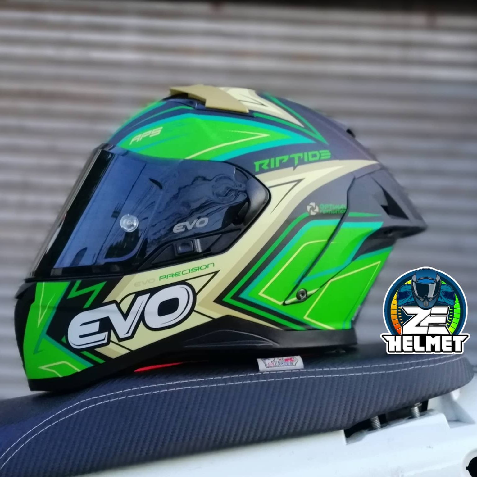 EVO XT-300 RIPTIDE (Black/Green/Yellow) FULL FACE - DUAL VISOR (with ...