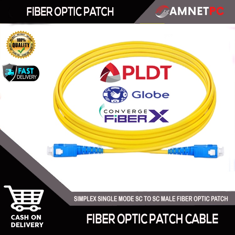 PLDT GLOBE CONVERGE FIBER MODEM Fiber Optic Patch Cable Yellow 3M ...