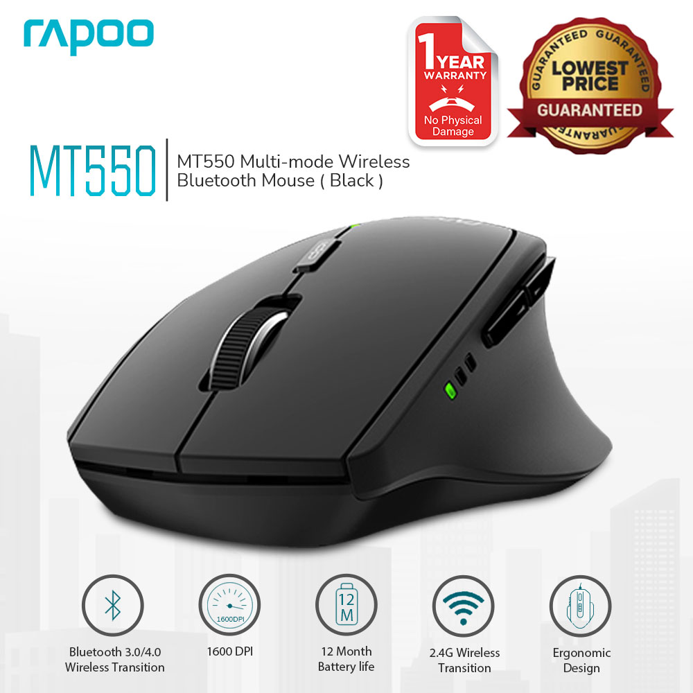 Rapoo MT550 Multi-mode Wireless Bluetooth Mouse, Connect Up to 4 ...