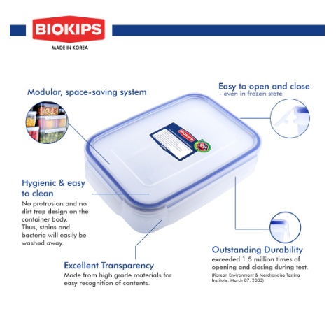 Biokips Rectangular Food Keeper w/ 2 Compartments 450ml 100% Airtight ...