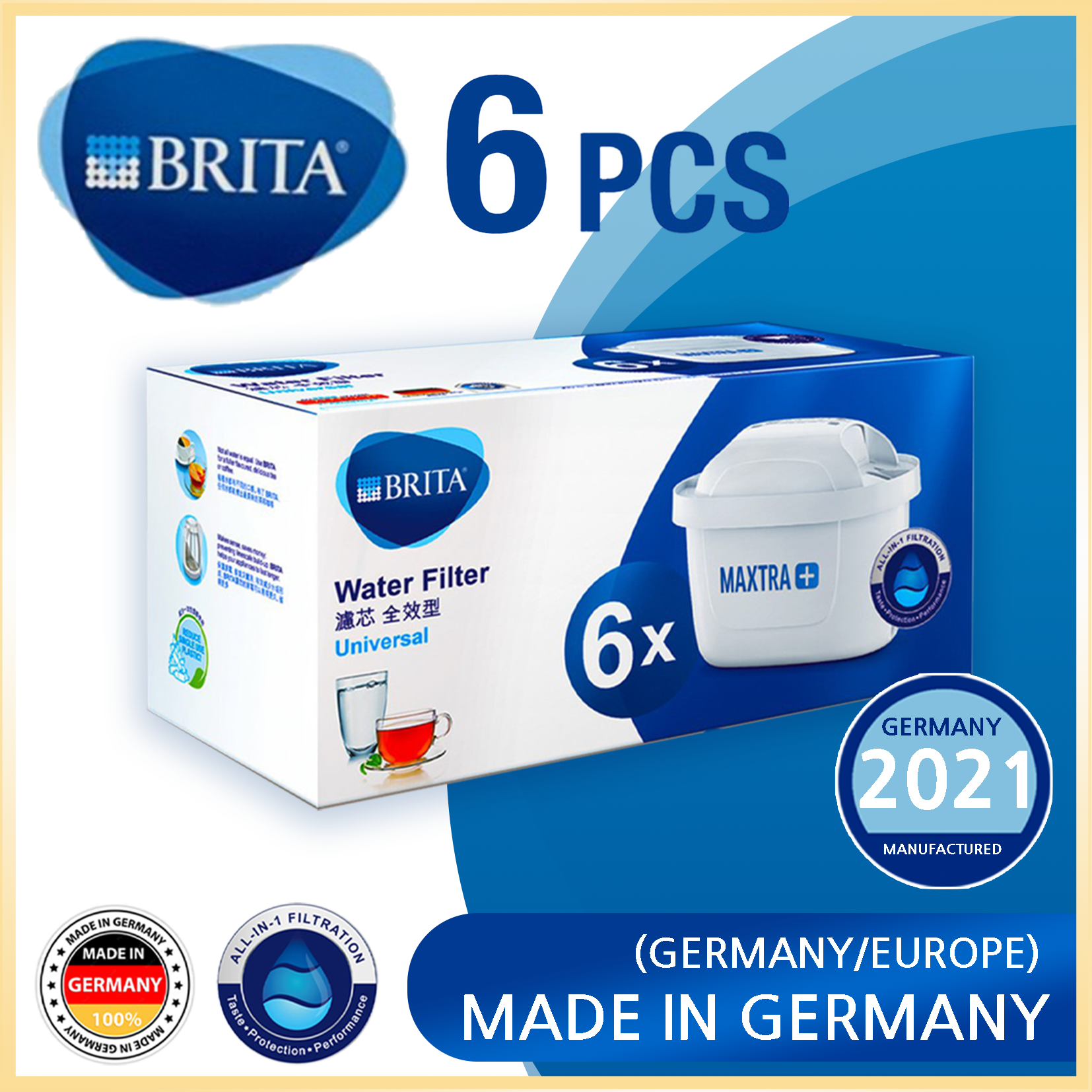 Brita Maxtra+ Water Filter Made in Germany Cartridges Reduce Chlorine ...