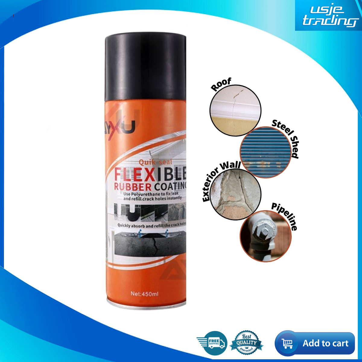 Quick Seal Flexible Rubber Coating (450ml) Waterproof Spray Sealant Flexible Rubber Coating ...