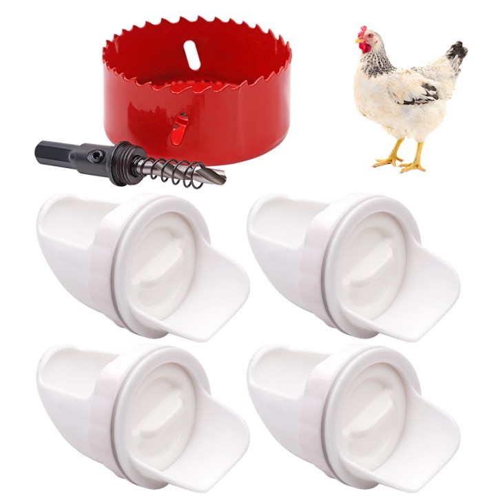Chicken Feeder 4 Ports DIY Food Feeding Poultry Pro Feeders Kit for ...