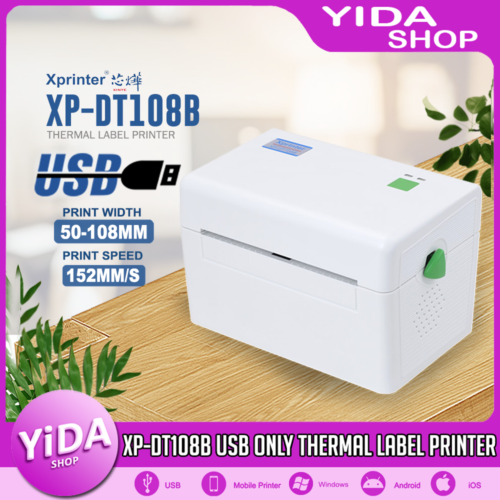 YiDA SHOP Xprinter XP-DT108B Thermal Label Printer USB Barcode Printer ...