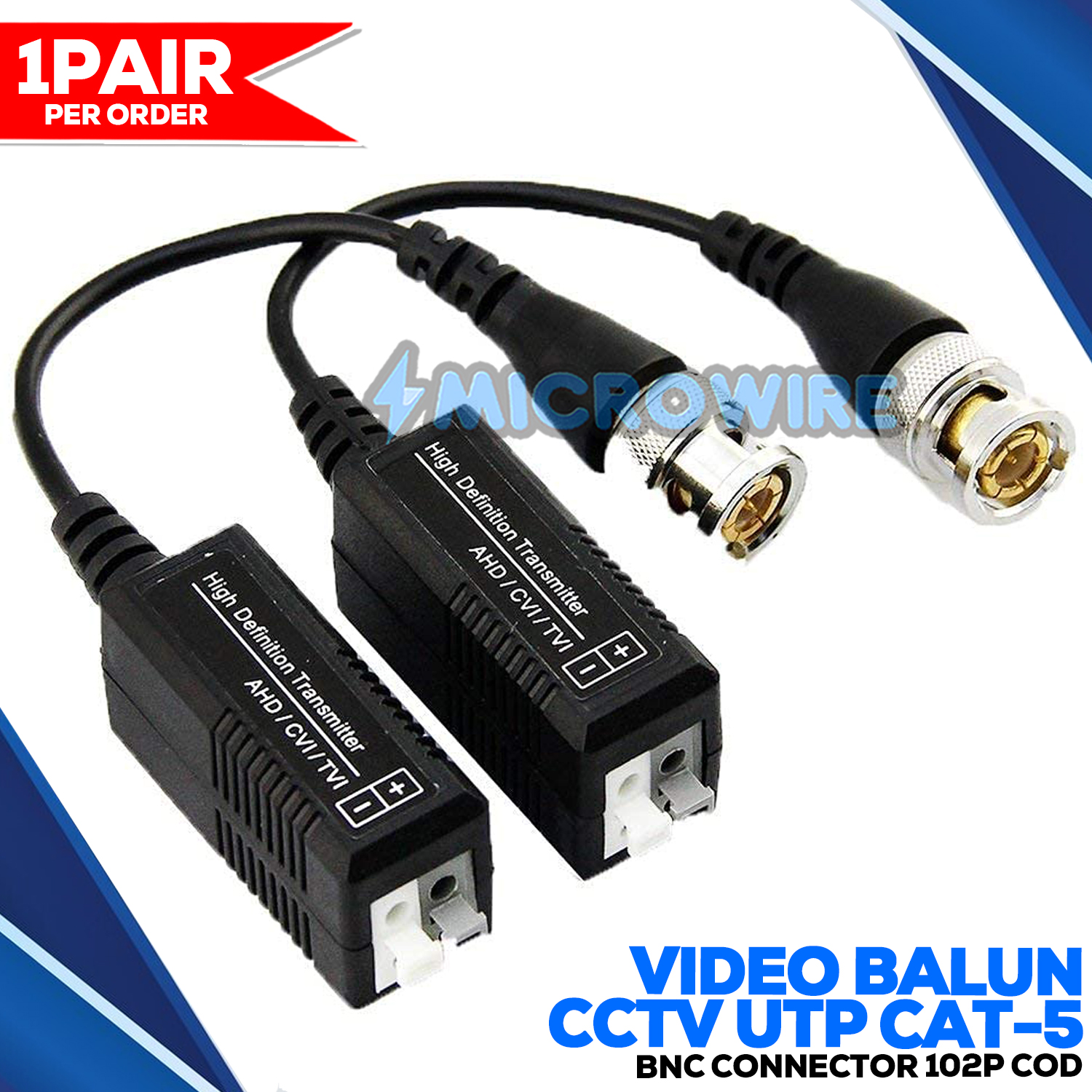 Pair Video Balun CCTV UTP Cat-5 BNC Connector 102P COD Heavy Duty | Lazada PH