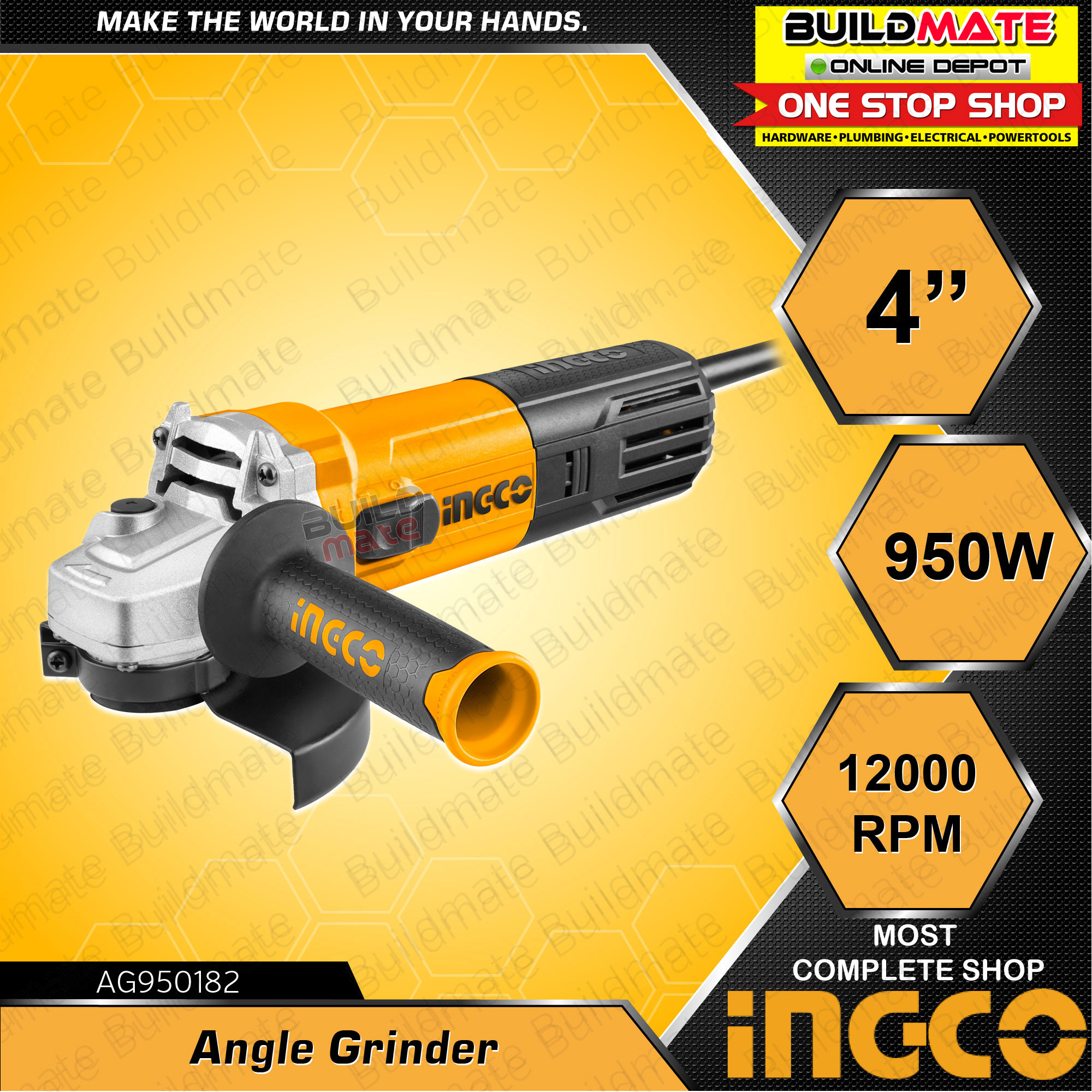 INGCO Angle Grinder 950W AG950182 BUILDMATE• IPT | Lazada PH