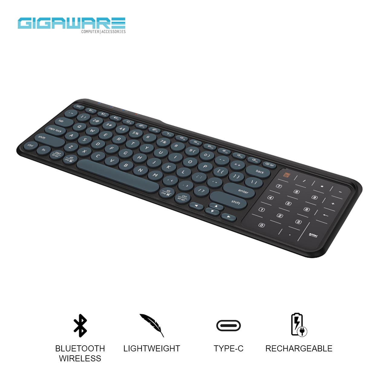 Gigaware KS003 Bluetooth 3-Channels Wireless Keyboard with Touch Screen ...