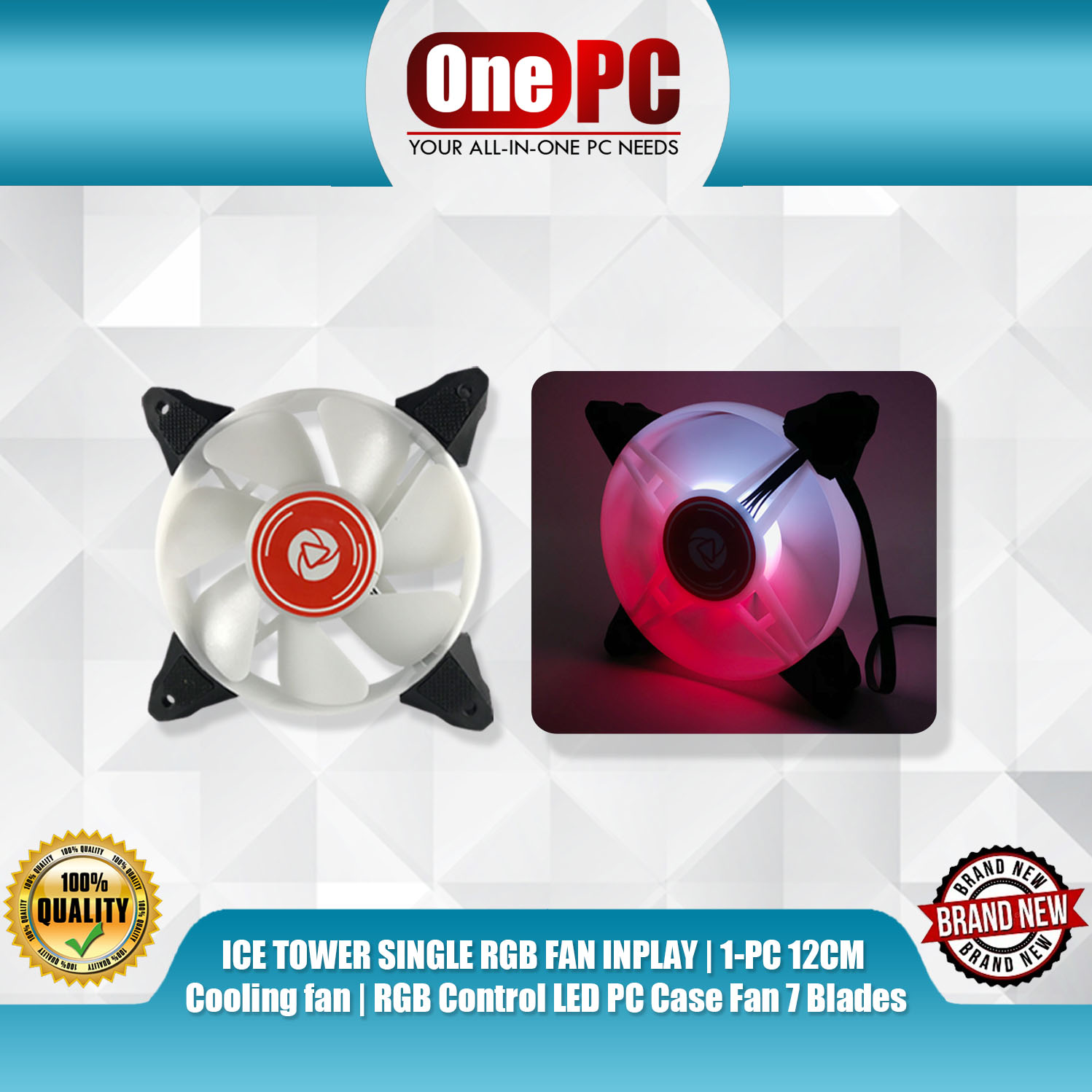 ICE ONE SINGLE RGB FAN INPLAY | 1-PC 12CM Cooling fan | RGB Control LED ...