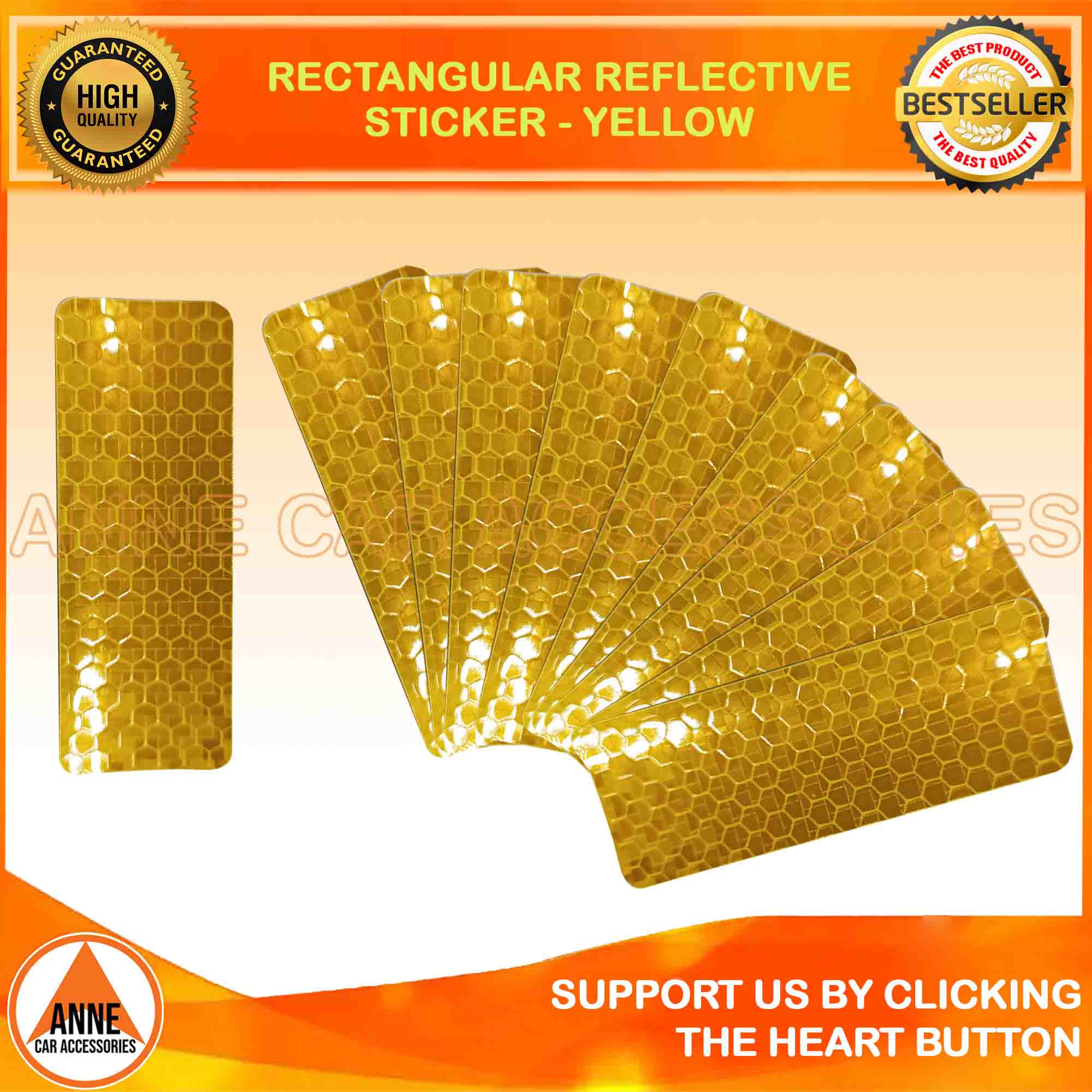 10pcs Reflective Rectangular Sticker for Car Motorcycle Bicycle Safety ...