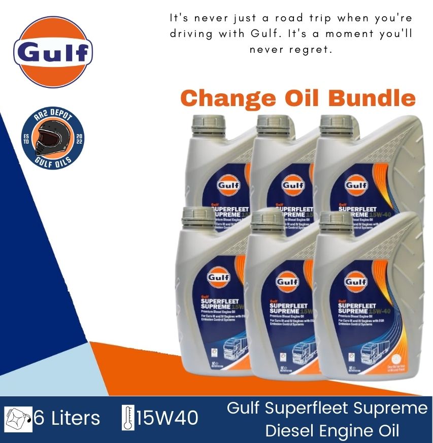 Change Oil Bundle - Gulf Superfleet Supreme 15W-40 Diesel Engine Oil 6 ...