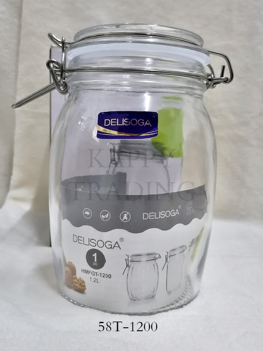 DELISOGA Glass Canister Jar with Lid HMFG56T-1200, HMFG57T-1200 ...