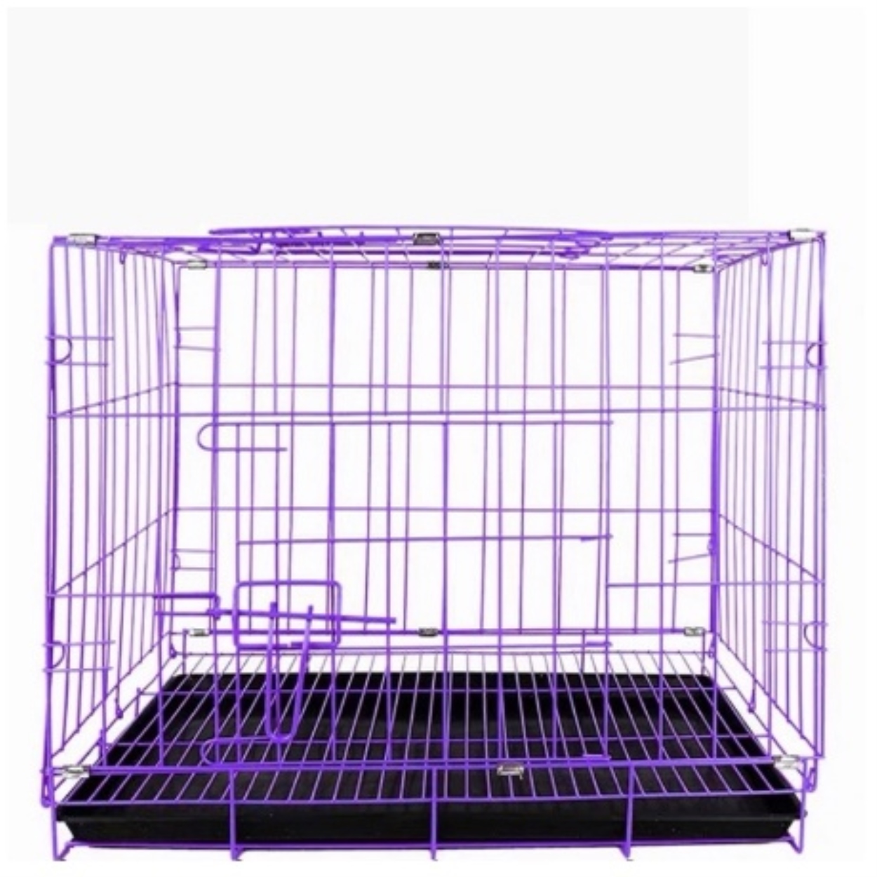 Folding Dog Cage Pet Den with Tray Skylight Bold Wire Portable Indoor ...