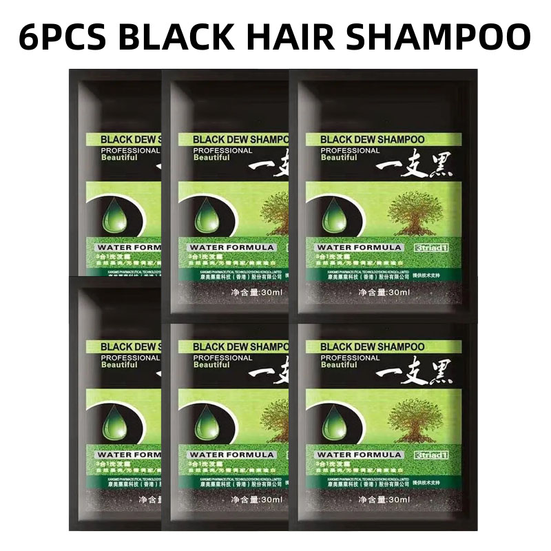 500ML Black Dew Shampoo Herbal Hair Dye shampoo White Hair into Black ...