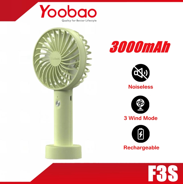 YOOBAO F3S 3000mAh Rechargeable Handheld Mini Fan with Stand | Lazada PH
