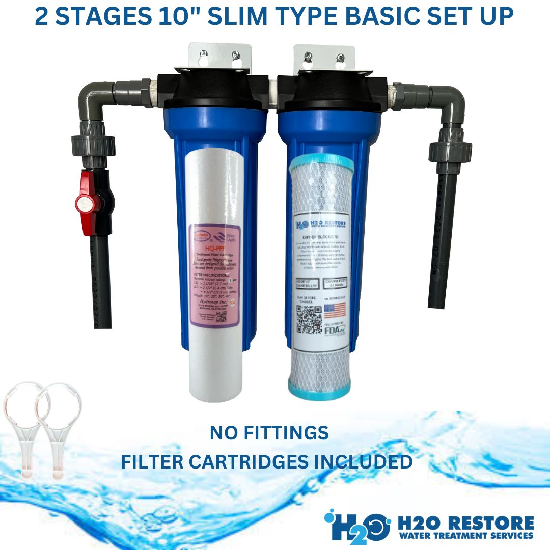 Water Filter 2 Stages 10" Slim Type Hydrosep Basic for City Water ...