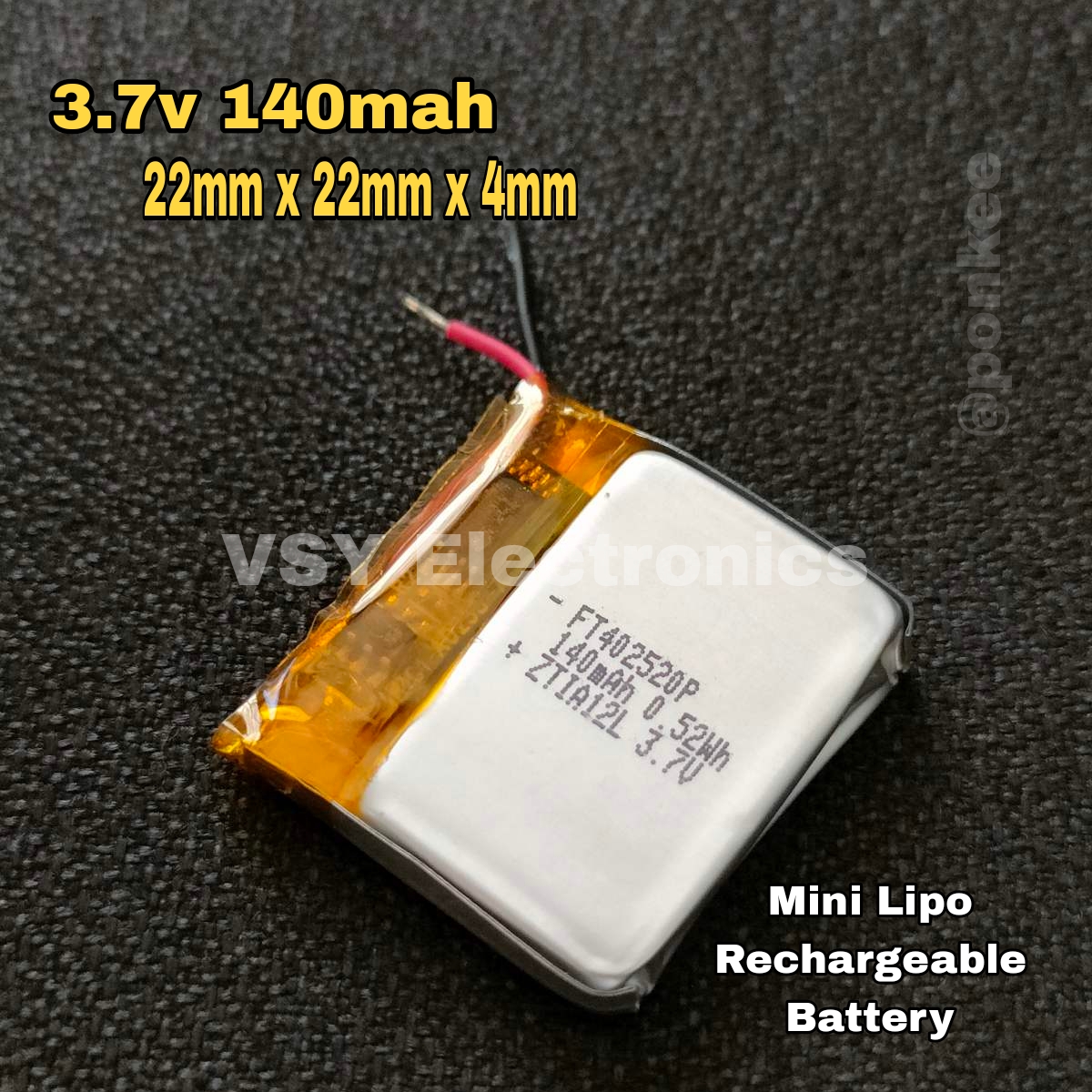 3.7v 140mah Mini Lipo Lithium Polymer Rechargeable Battery for small ...