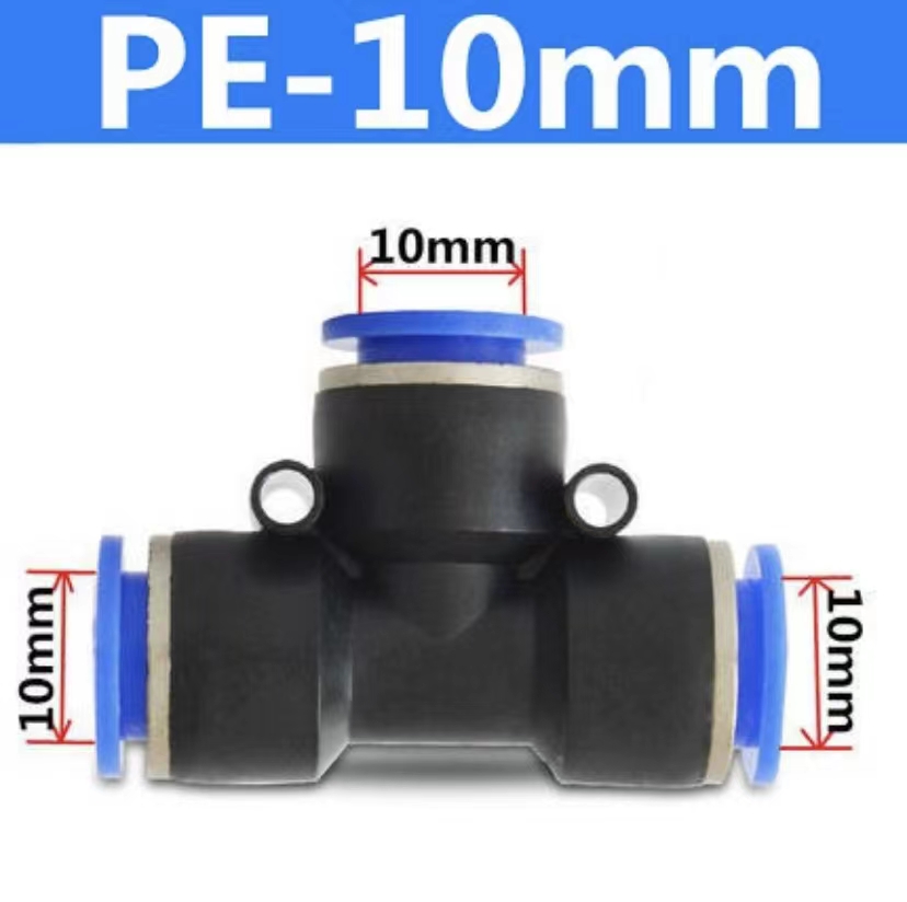 1PC Tee Shaped PE 4mm 6mm 8mm 10mm 12mm Fitting Pneumatic Connector Air ...