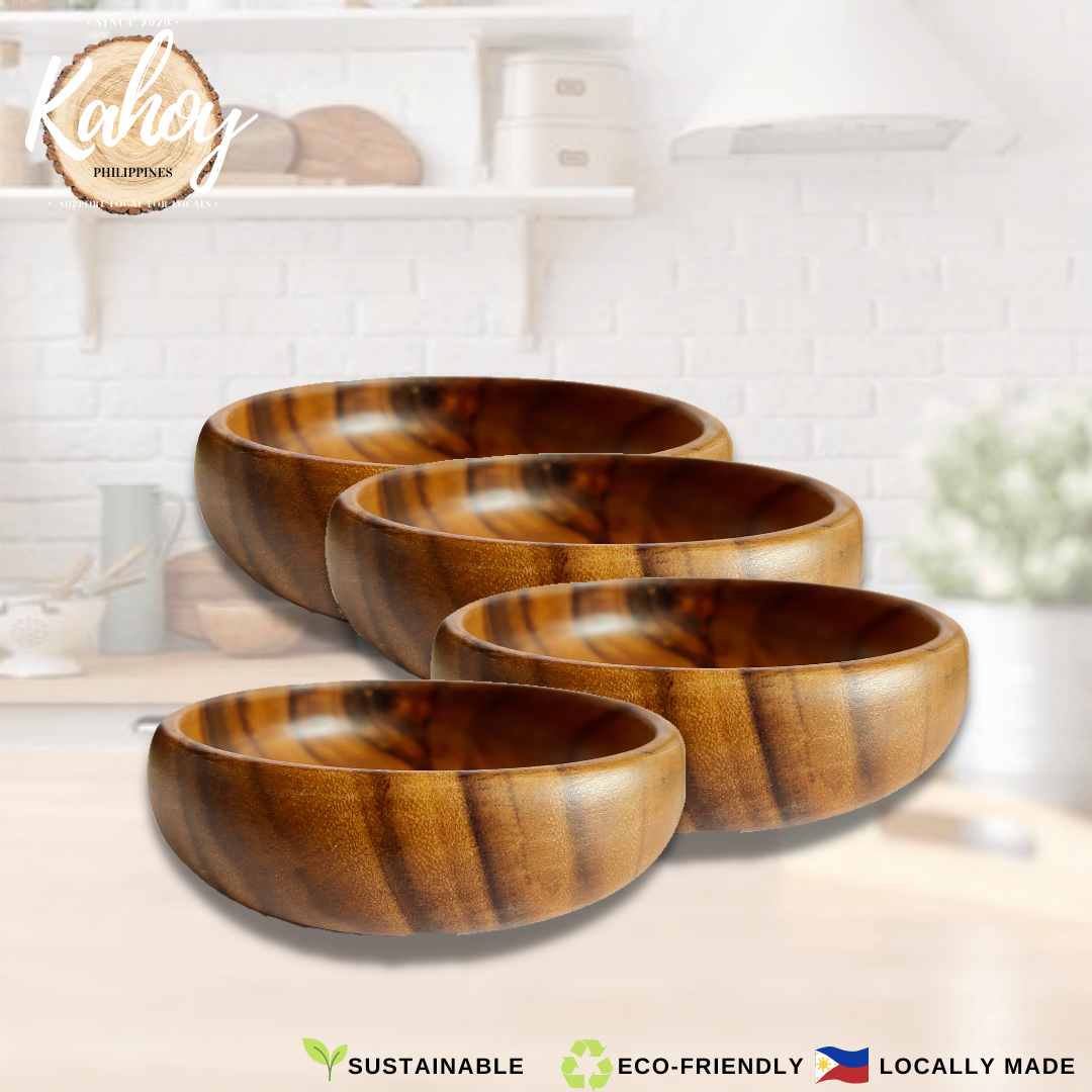 KAHOY (Set of 4) Calabash Bowl/ Wooden Sauce Bowl | Lazada PH