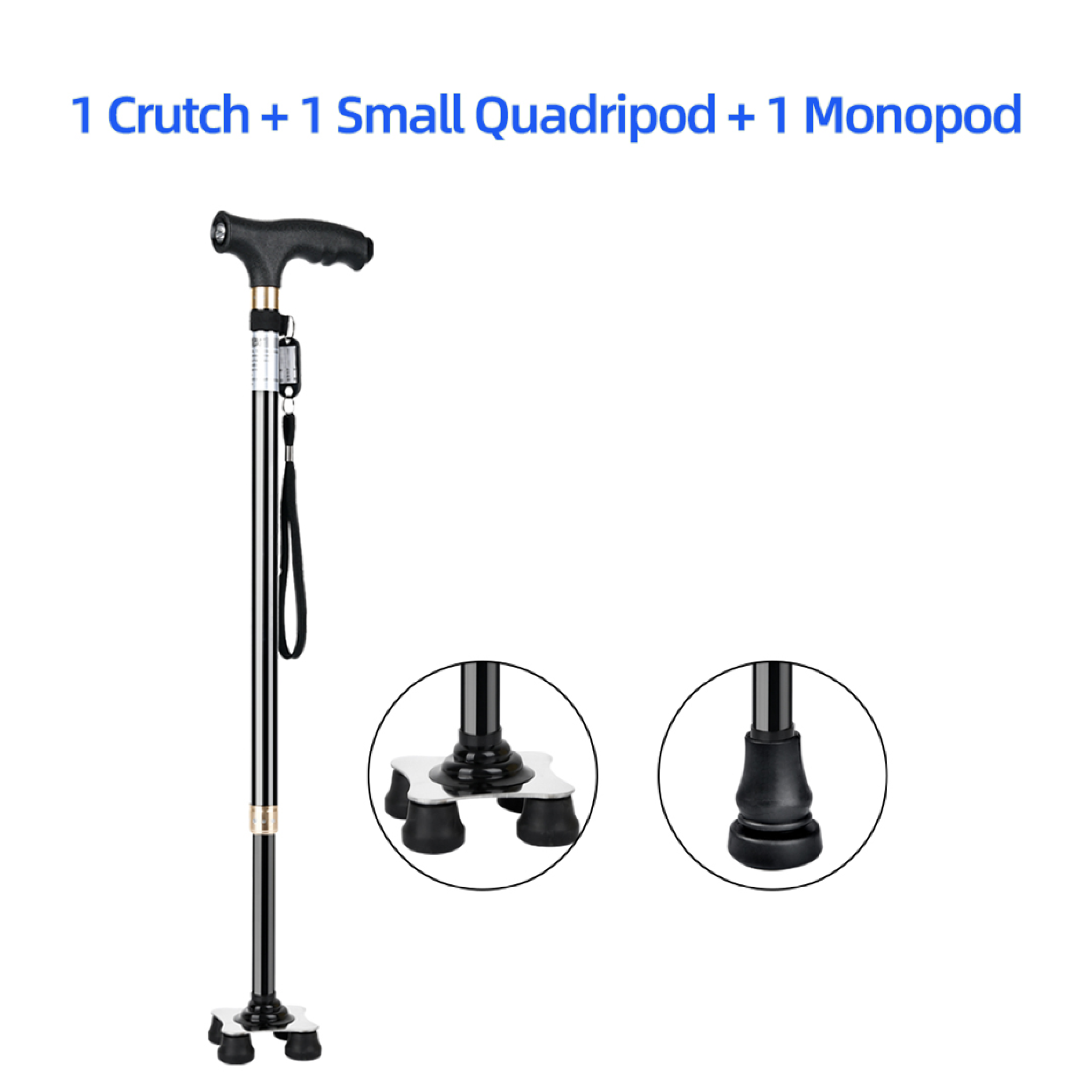 Non-slip Walking Stick LED Light Crutches Walker Aluminum Alloy Ultra ...