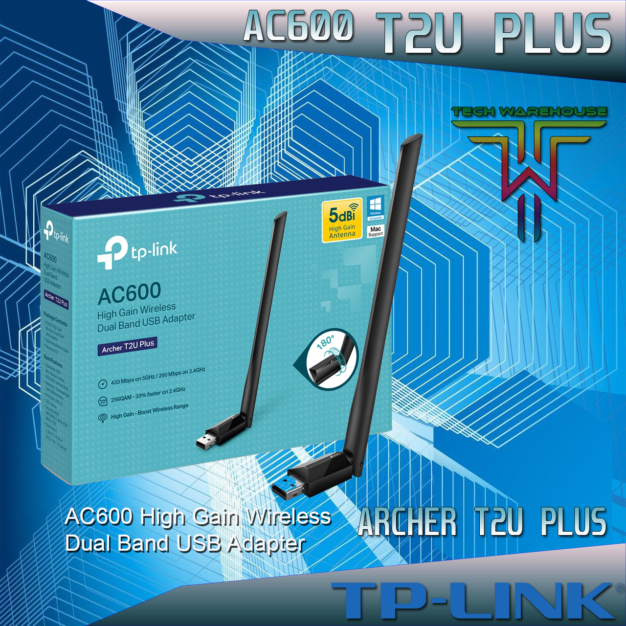 TP-Link Archer T2U Plus USB Wifi Dongle 2.4Ghz and 5.0Ghz Original And ...