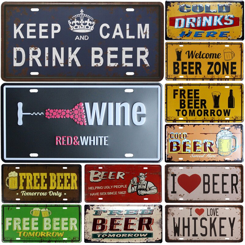 Beer Group Plate Metal Plate Car Number Tin Sign Bar Pub Cafe Home ...