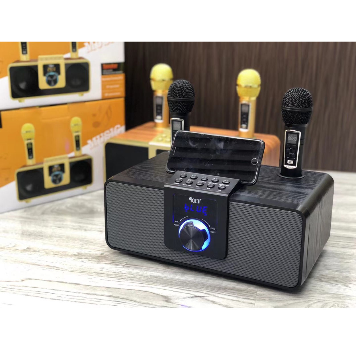 KEI K08 bluetooth karaoke speaker Comes with 2 wireless microphones ...