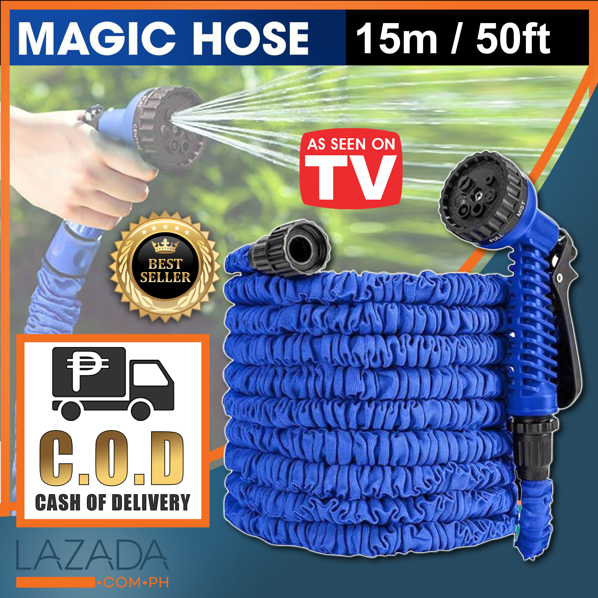 Magic Hose 15m 50ft Expandable Flexible Plastic Hose With Spray Gun ...