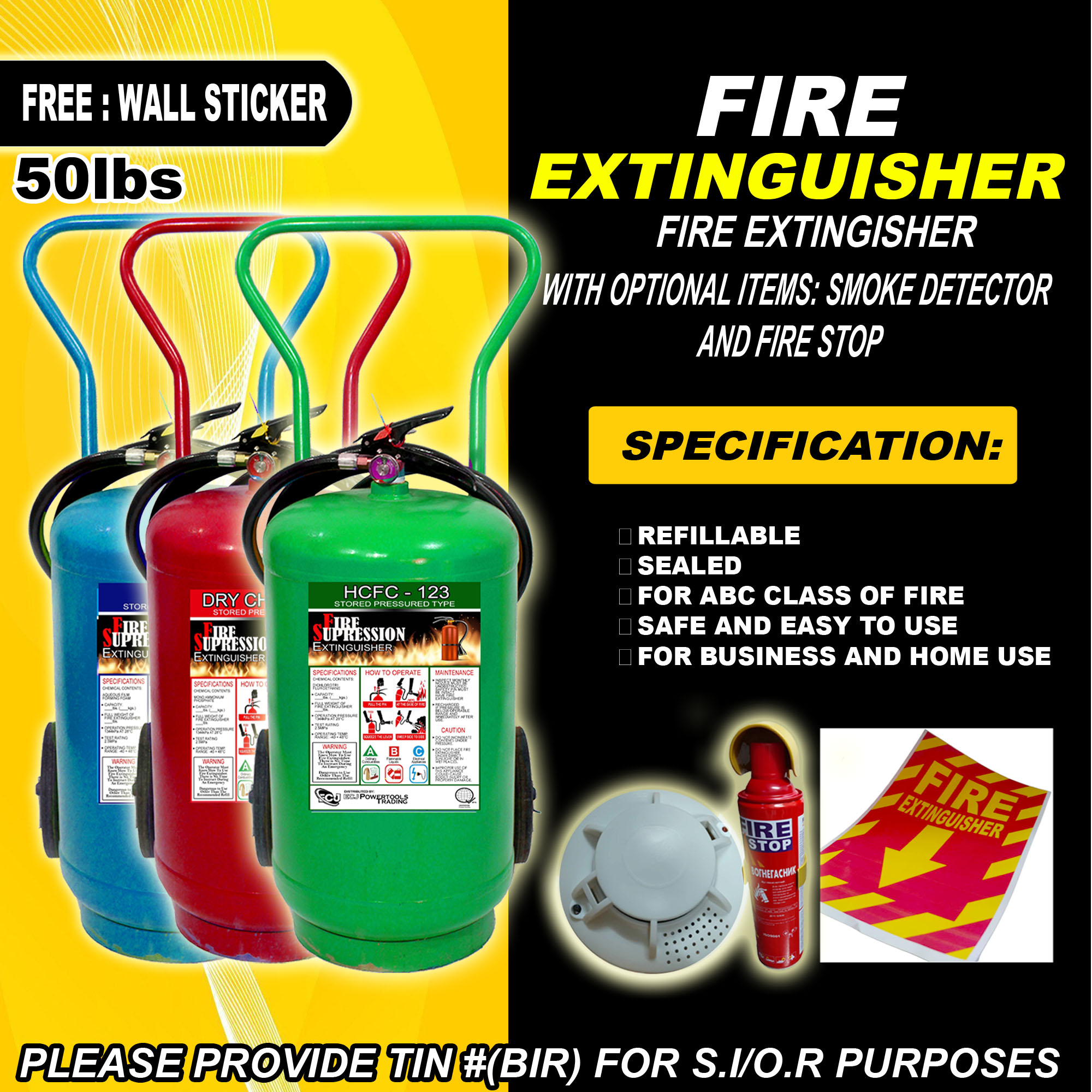 F Extinguisher RED ABC Dry Chemical 50 lbs & 100 lbs | Lazada PH